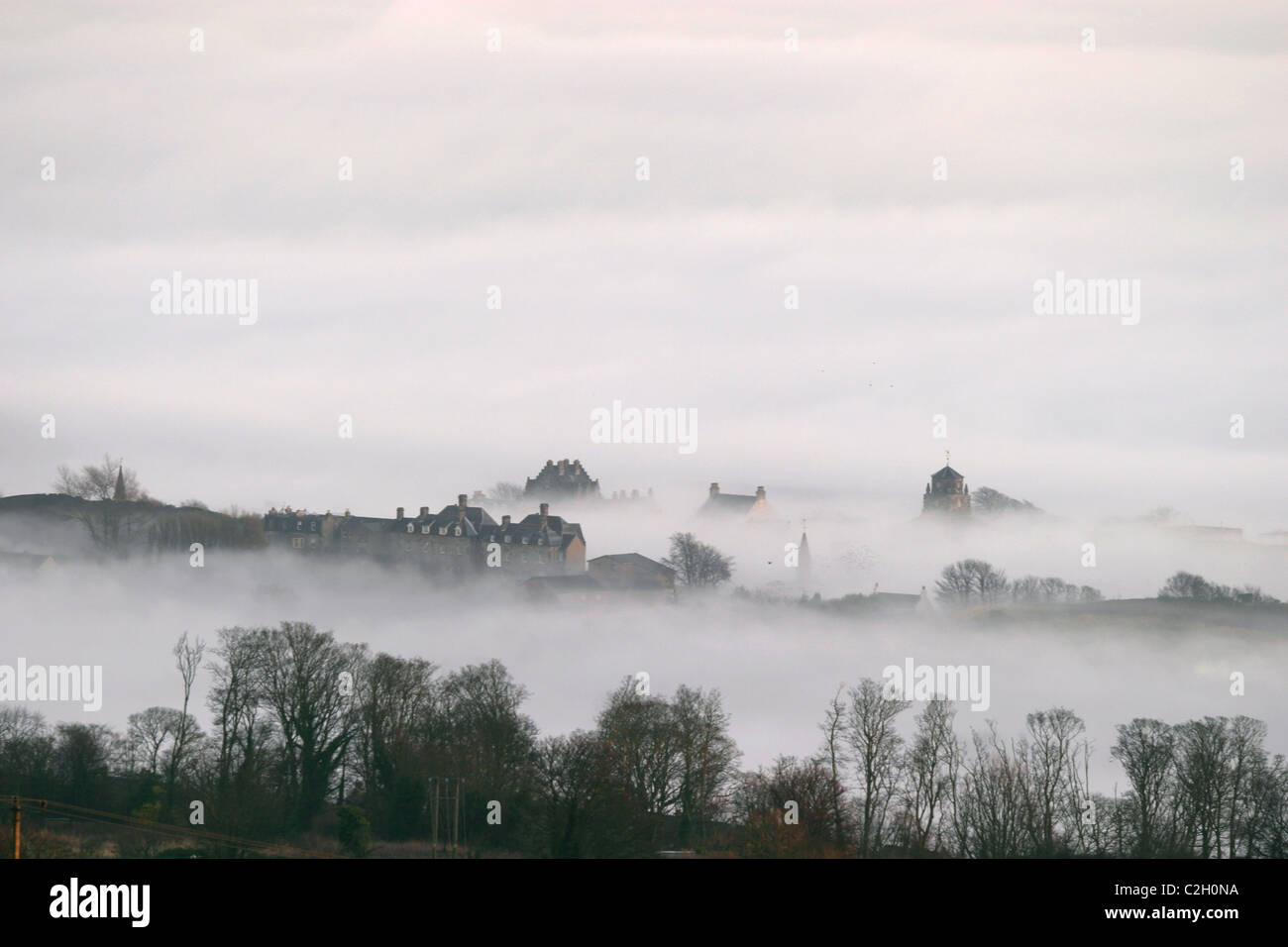 Houses being covered by a sea Haar or mist, Burntisland Fife Stock ...