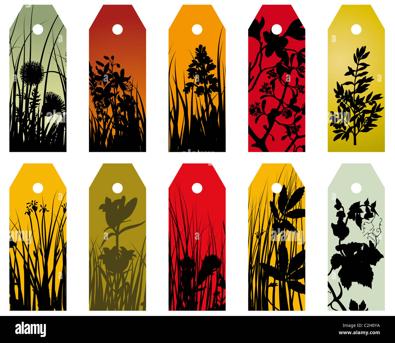 Set of ten vector floral bookmark labels Stock Photo - Alamy