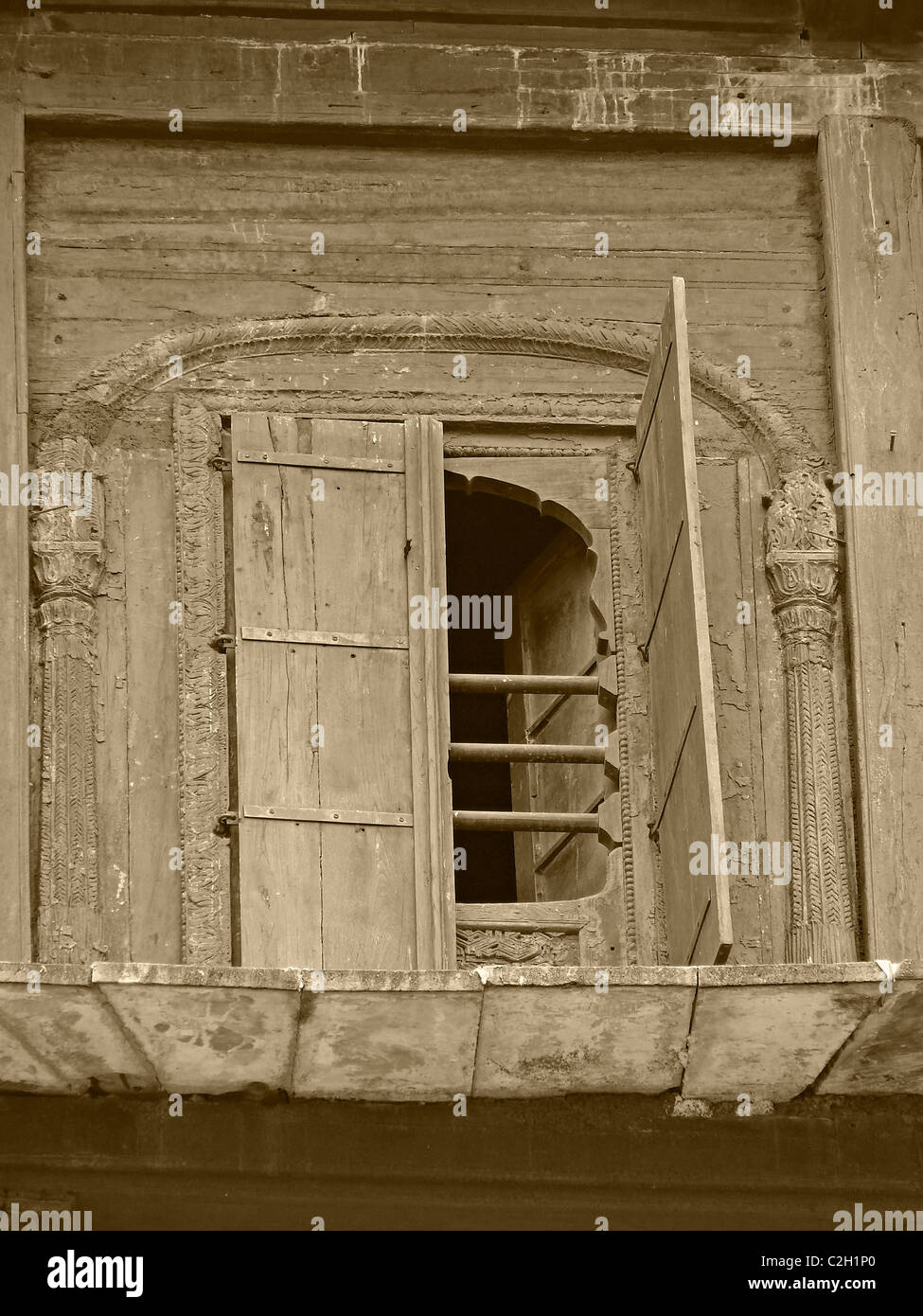 Decorated Arched windows with Pillars in Indore Palace, Indore, Madhya ...