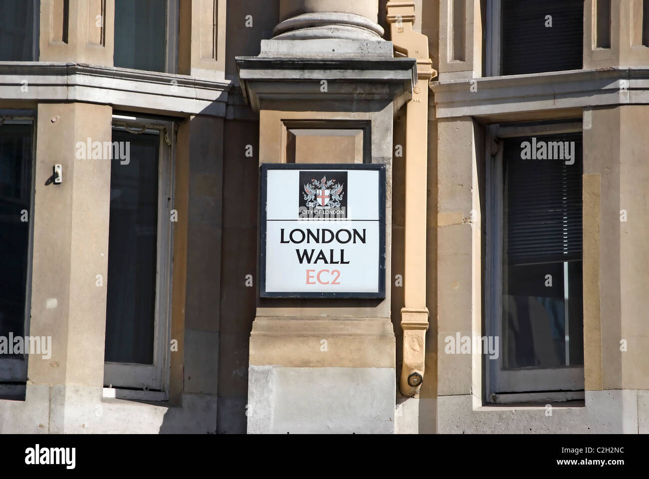 street name sign for london wall, in the city of london, england Stock ...