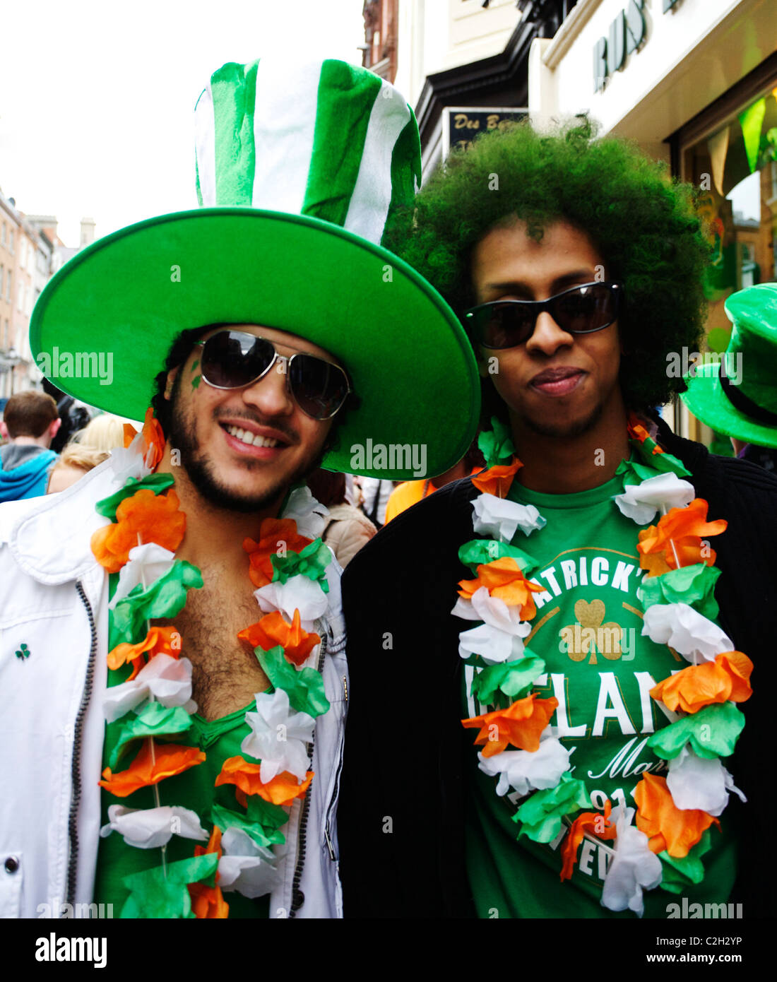 Visitors to the St Patricks Day parade and festival in Dublin, Ireland ...