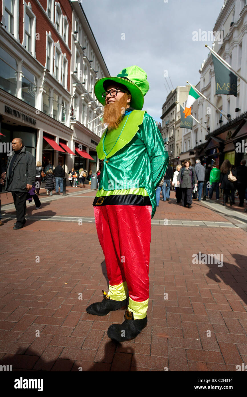 A person dressed as a leprechaun on Dublin's Grafton Street in Ireland ...