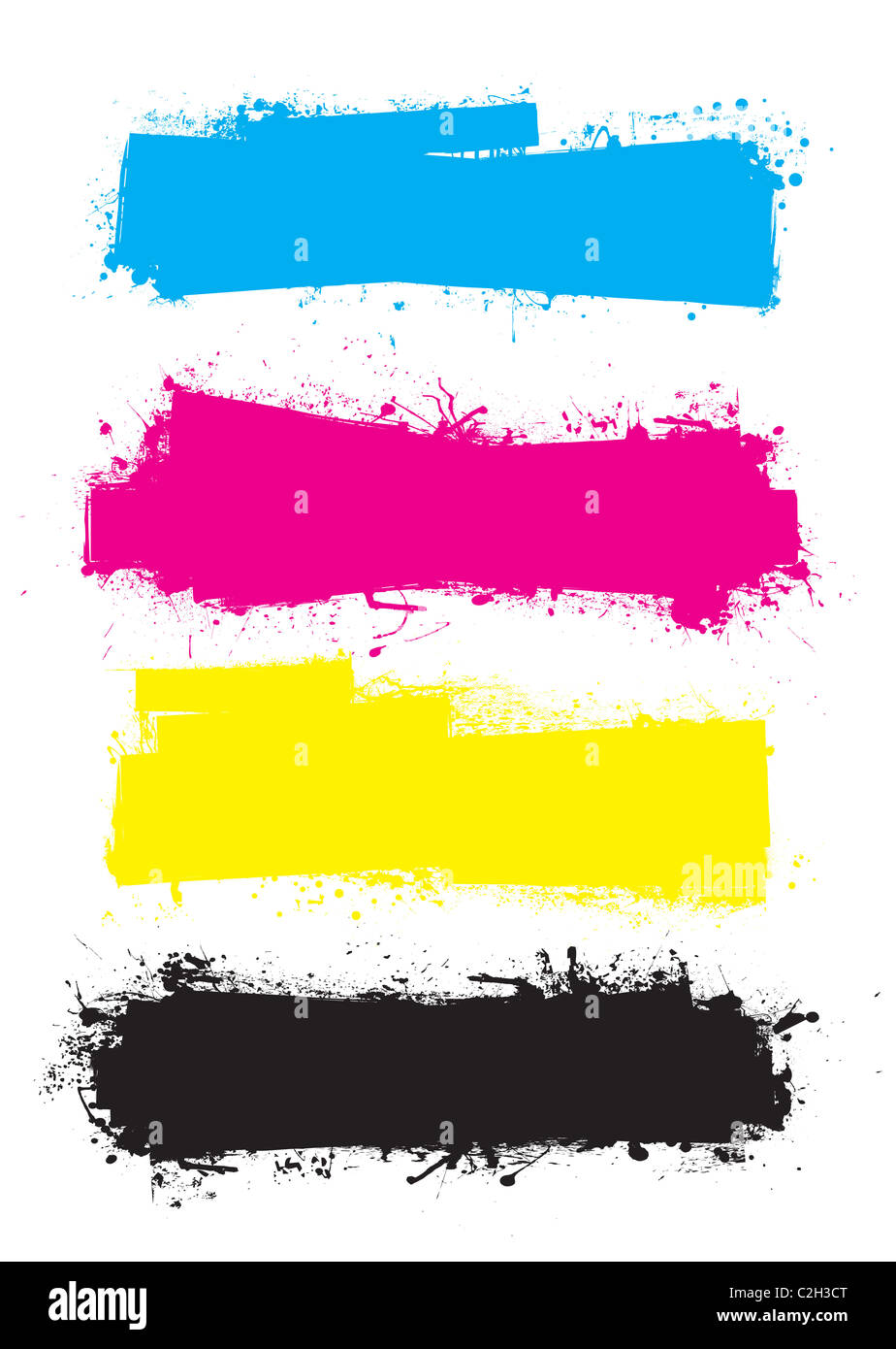 Splat banner cmyk ink grunge effect with space for text Stock Photo - Alamy