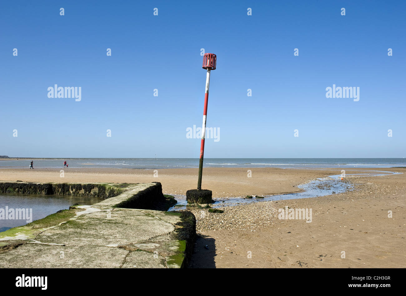 A hazard warning pole on Margate Beach. Photograph by Gordon Scammell ...