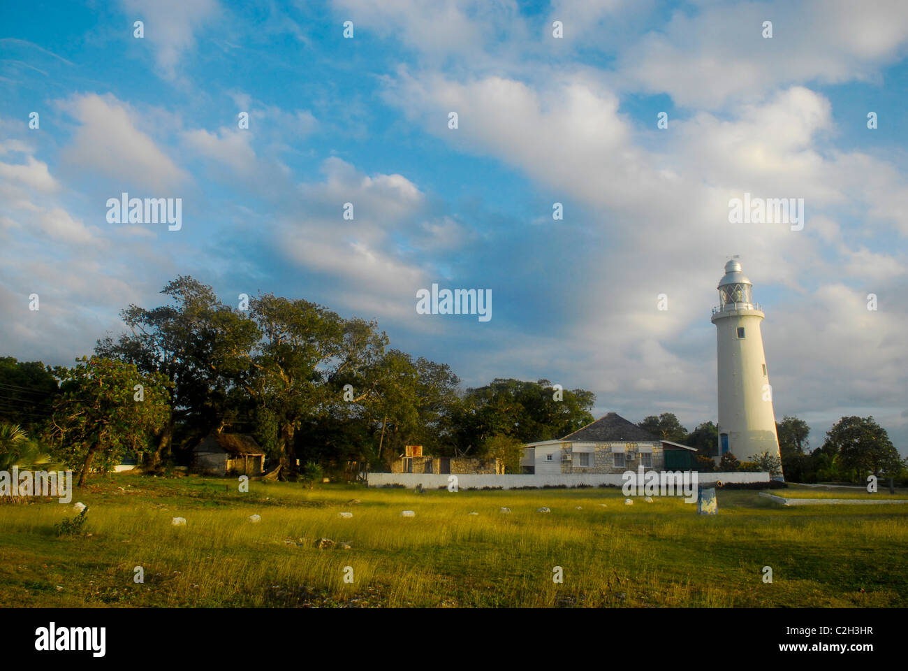 The solar powered Negril Point Lighthouse and grounds along Negril's ...