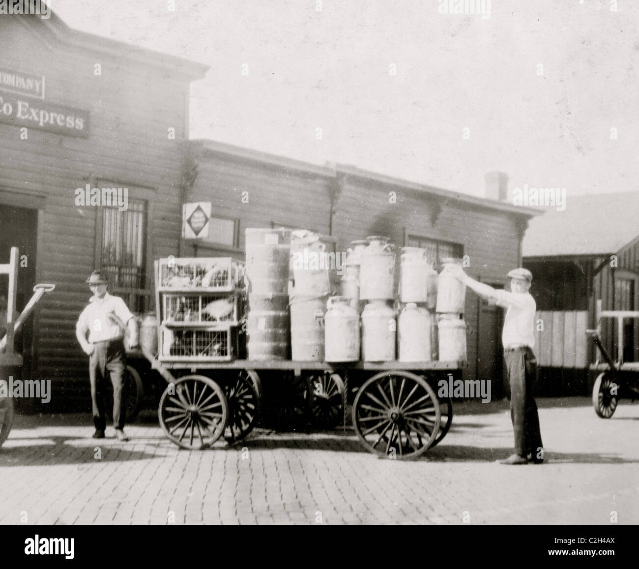 Expressman haul cart of Crates at Wells Fargo Depot Stock Photo - Alamy