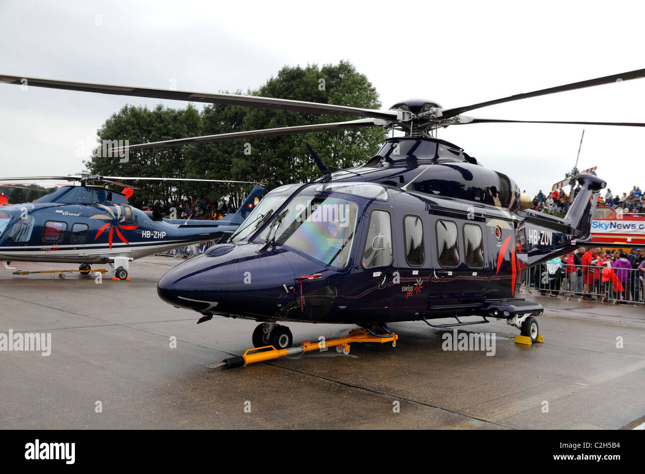 Company SwissJet presents its fleet of modern of helicopters at the ...