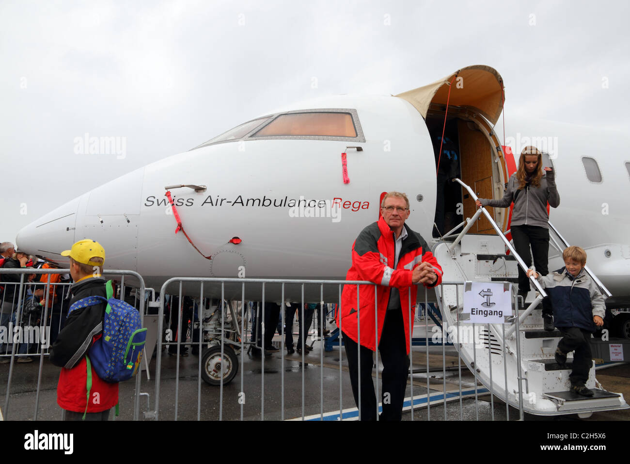 Swiss Air rescue REGA presents its long distance jet Canadair CL 604 ...