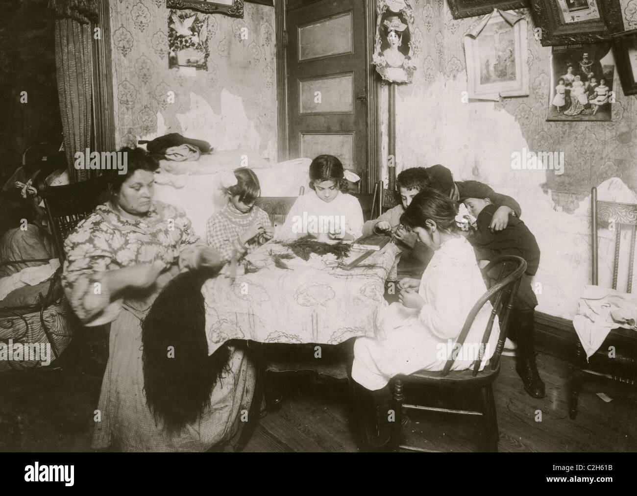 Italian Families manufacture feathers from their tenement apartment ...