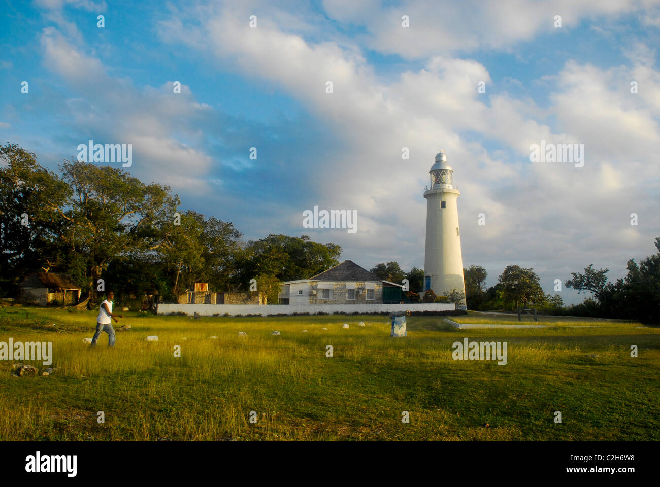 The solar powered Negril Point Lighthouse and grounds along Negril's ...