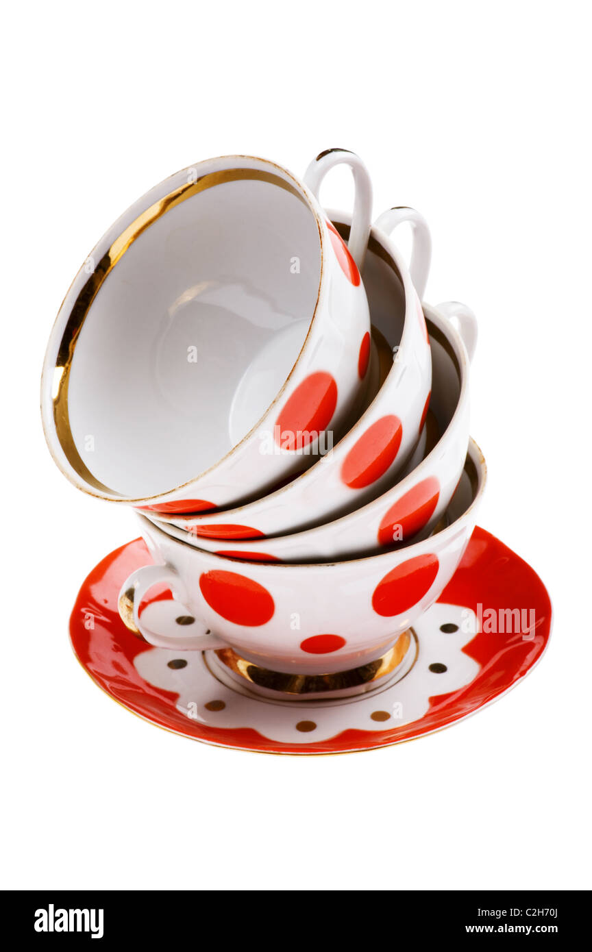 object on white - set of color teacup Stock Photo - Alamy