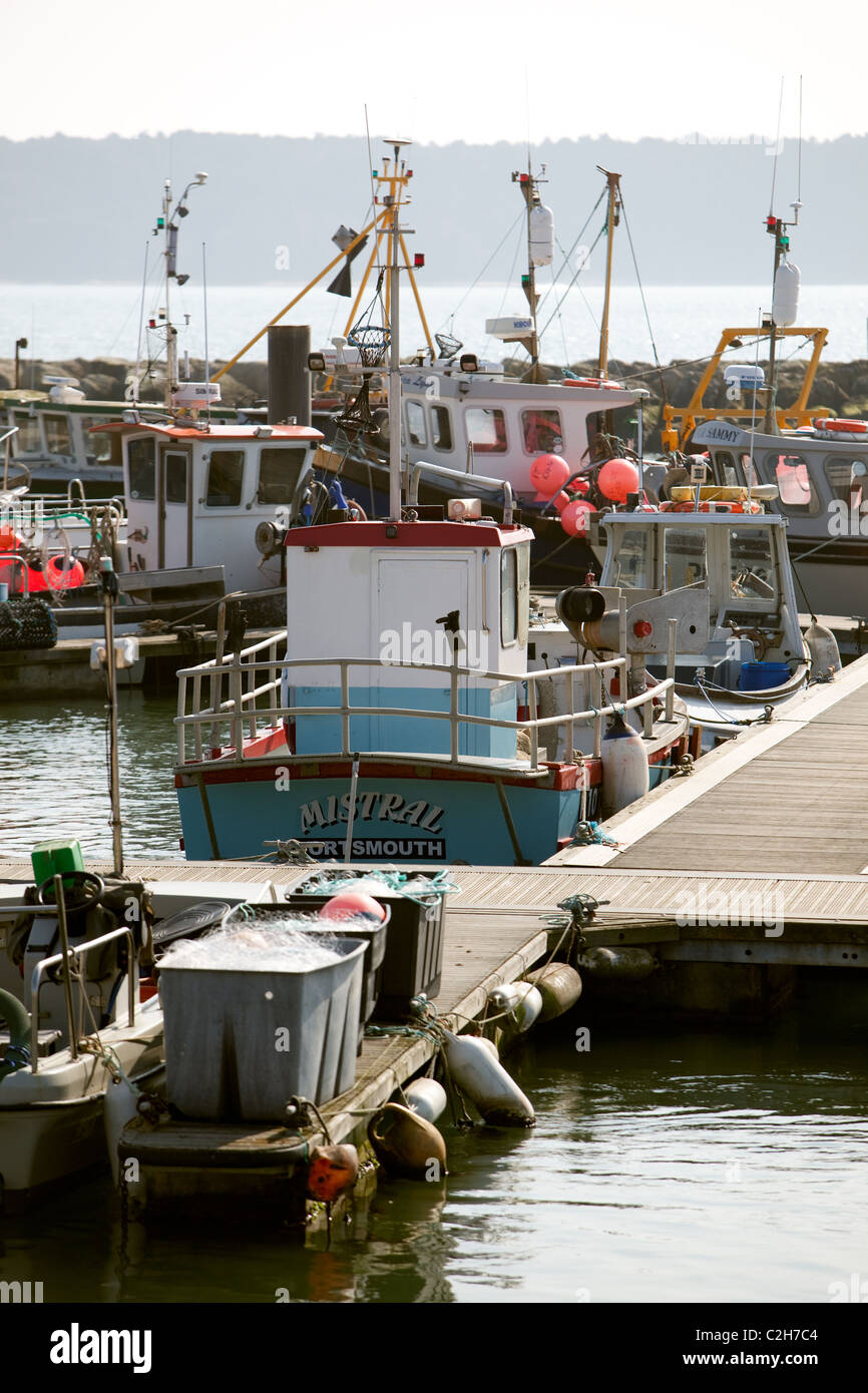 Poole Harbour Dorset. Fishing boats Stock Photo - Alamy
