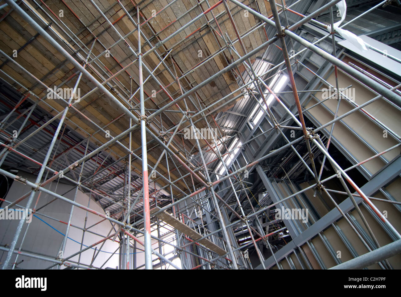 Internal scaffolding inside construction site Stock Photo - Alamy