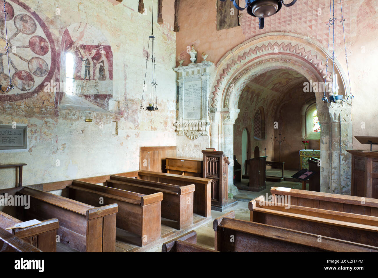 14th century tempera wall paintings in the nave of St Marys church ...