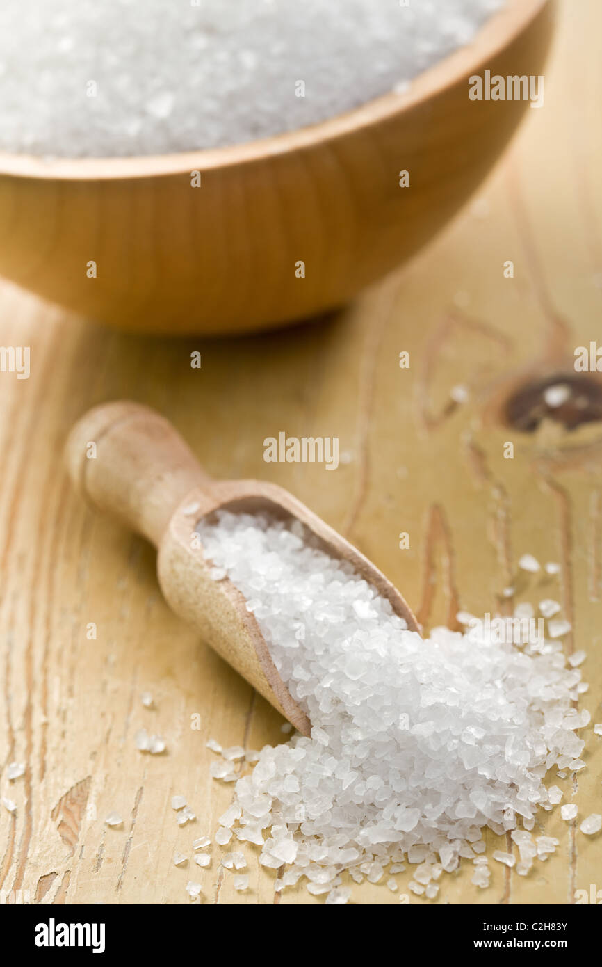 salt crystals in wooden scoop Stock Photo - Alamy