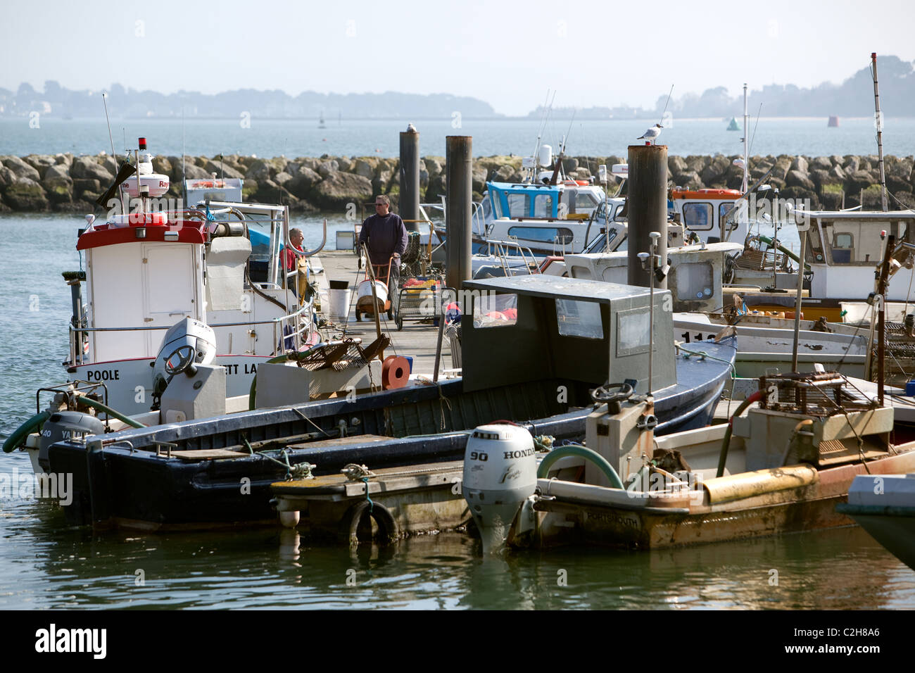 Poole Harbour Dorset. Fishing boats Stock Photo - Alamy