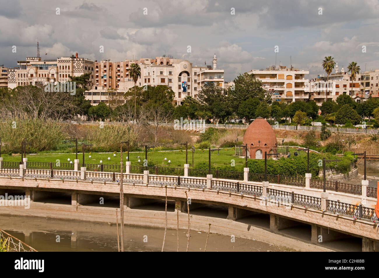 Hama Syria modern new Syrian city town Stock Photo - Alamy
