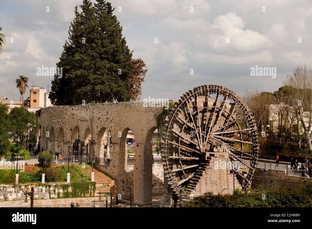 Hama Syria Water Mill Norias Noria old city town Stock Photo - Alamy
