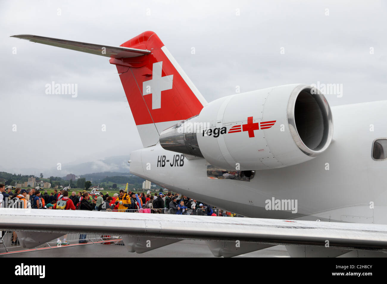 Swiss Air rescue REGA presents its long distance jet Canadair CL 604 ...