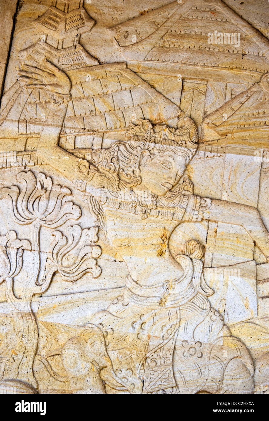 Stone carvings on a wall at a temple in Bali, Indonesia Stock Photo - Alamy