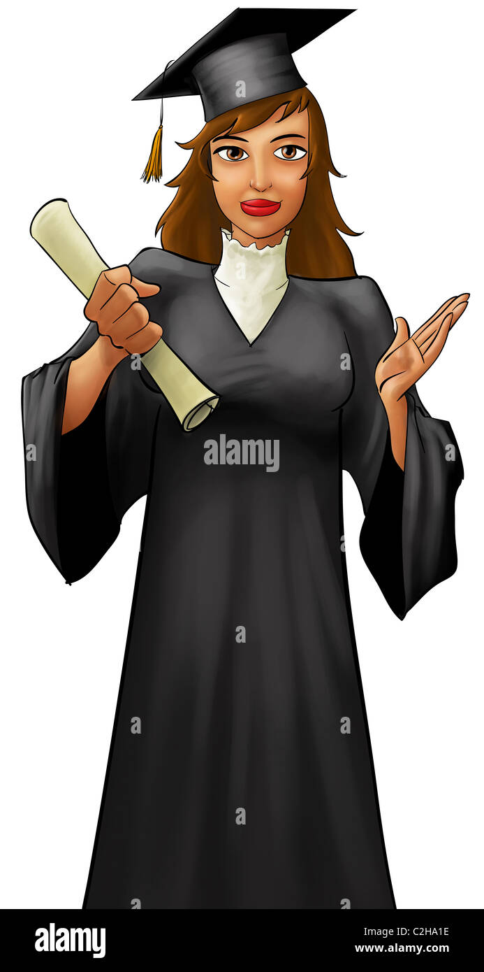 beautiful graduated girl not too much happy Stock Photo - Alamy