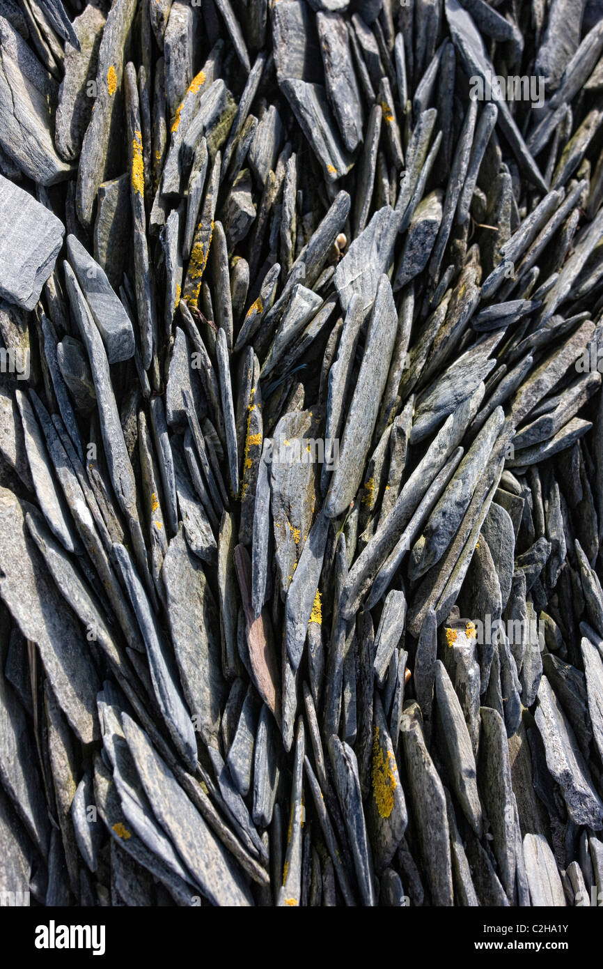 Slate Rocks On Beach Stock Photo - Alamy