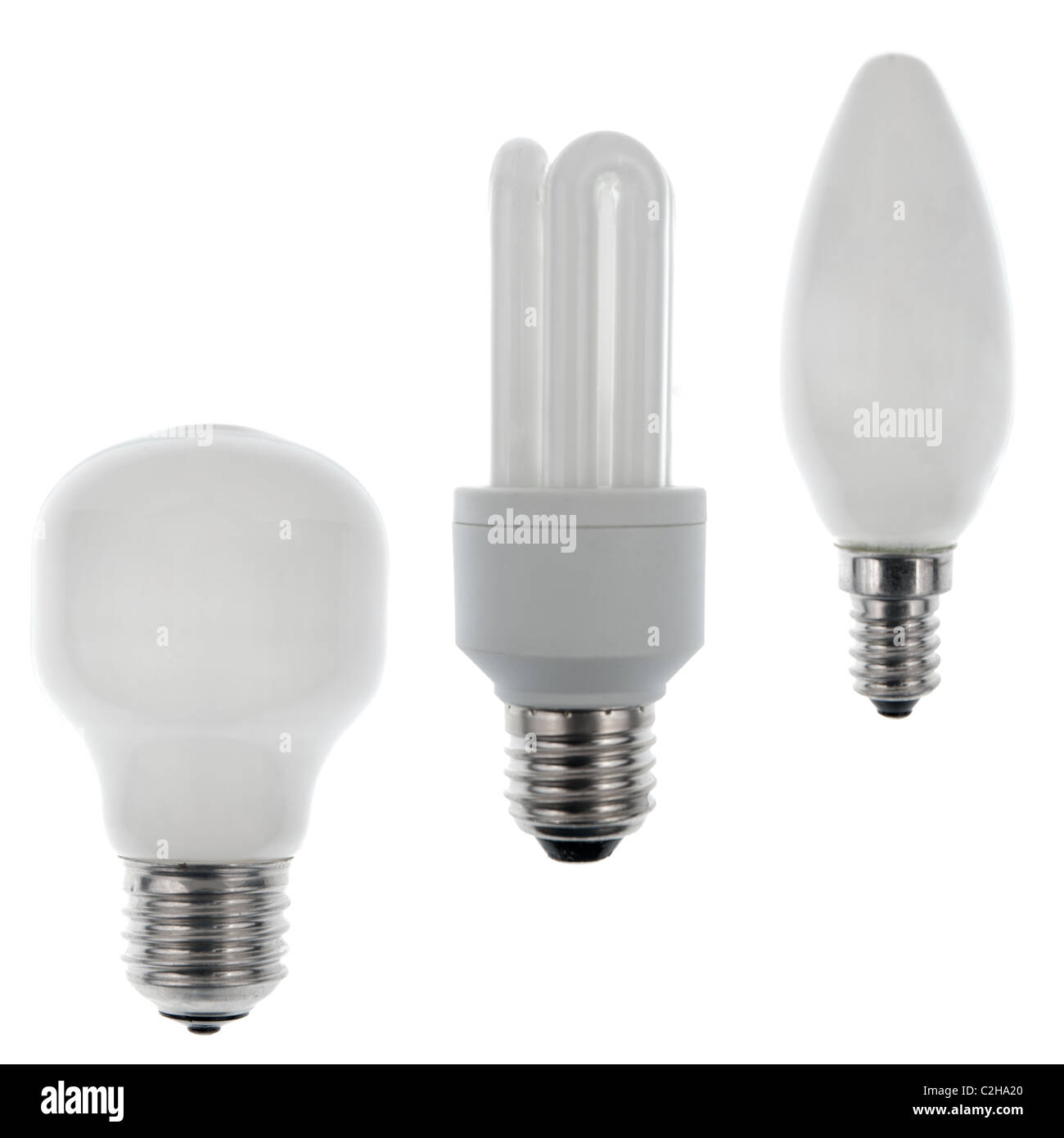 Modern light bulbs isolated on white background Stock Photo - Alamy
