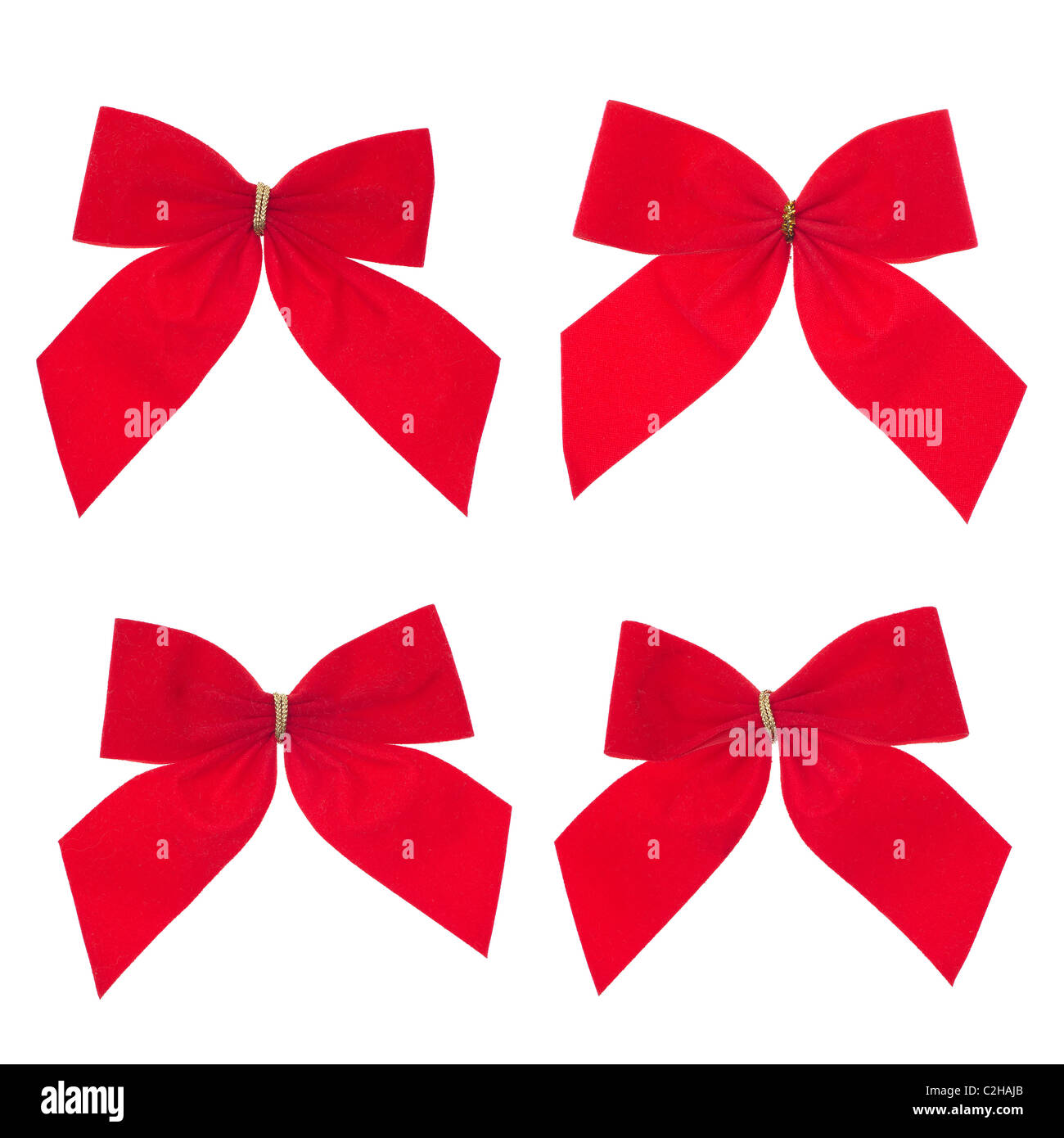 Four gift red ribbon and bow isolated on white background Stock Photo ...