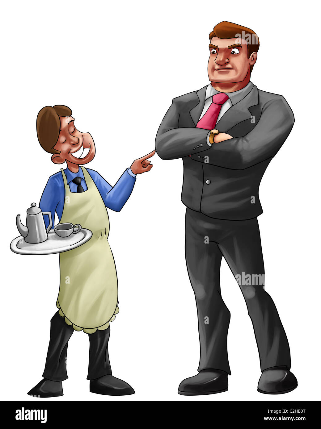 employer offering some coffee to their boss who is not too happy Stock ...