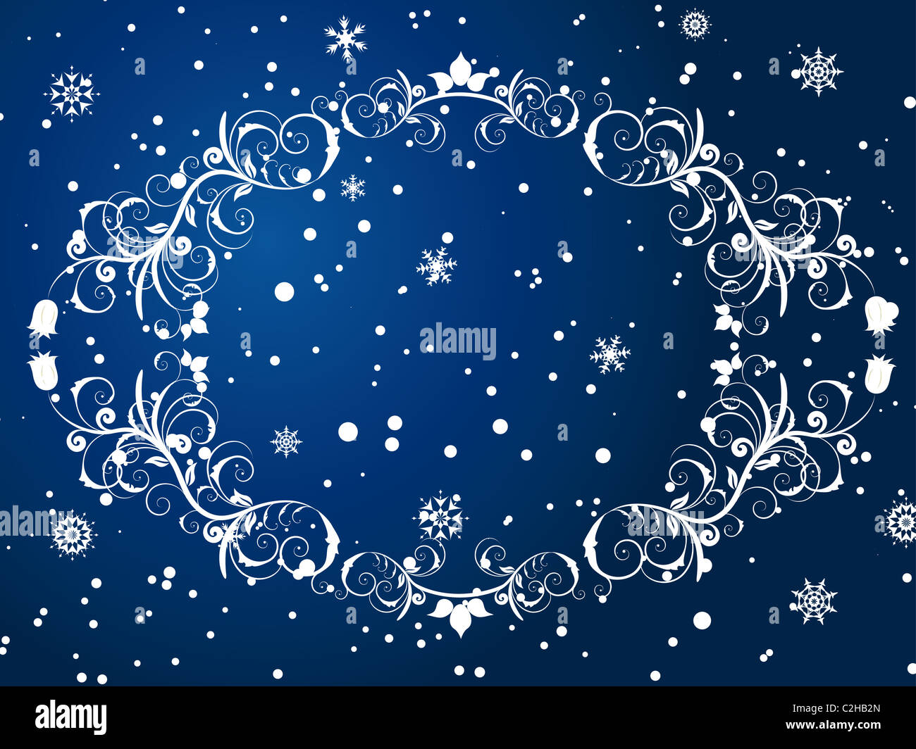 Victorian winter frame background with snowflakes elements Stock Photo ...