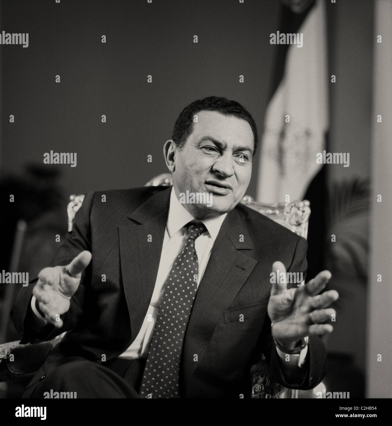 Cairo-Egypt--April 1993 - Egyptian President Hosni Mubarak at the ...