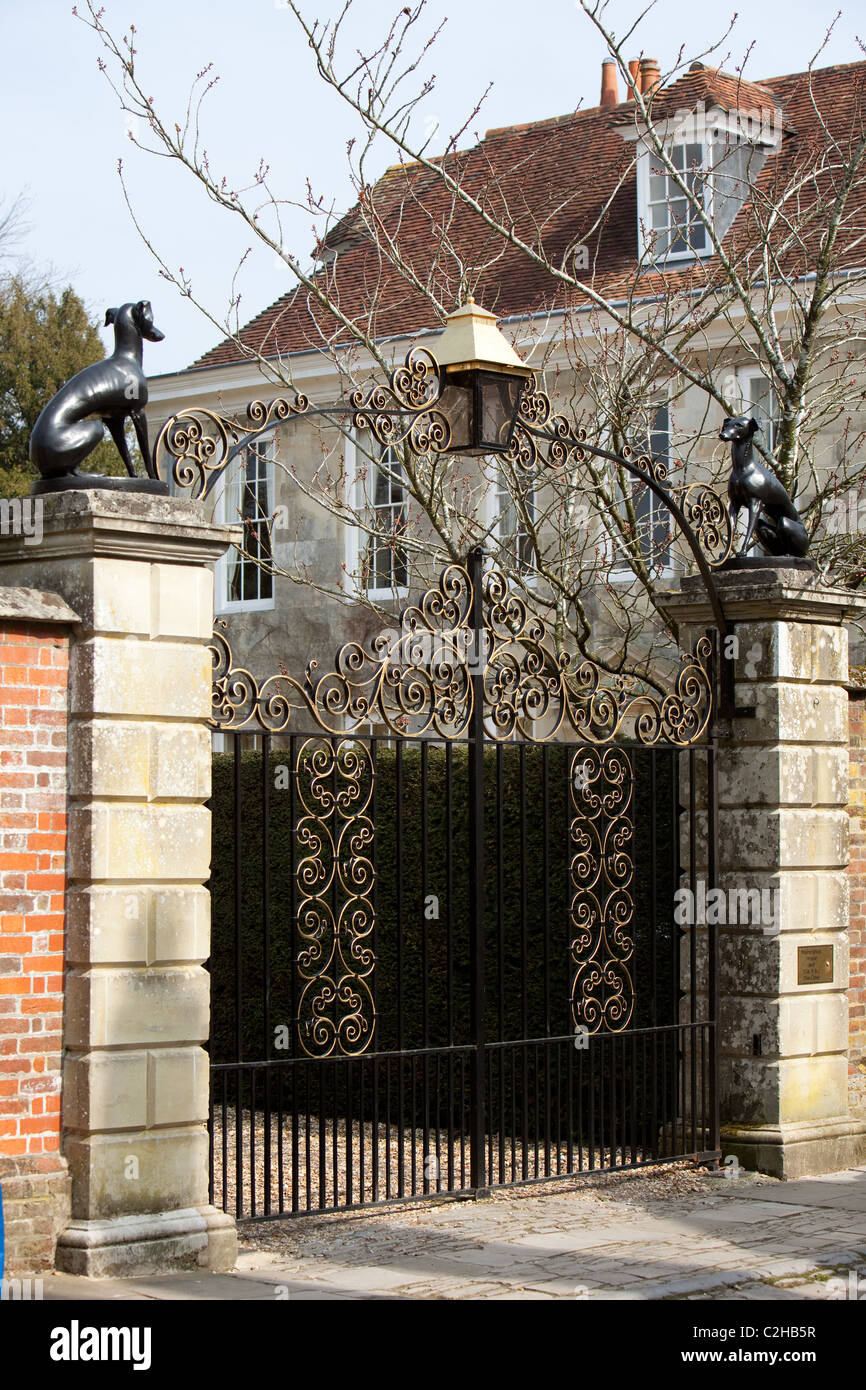Decorative gates. Old style architecture design Salisbury cathedral ...