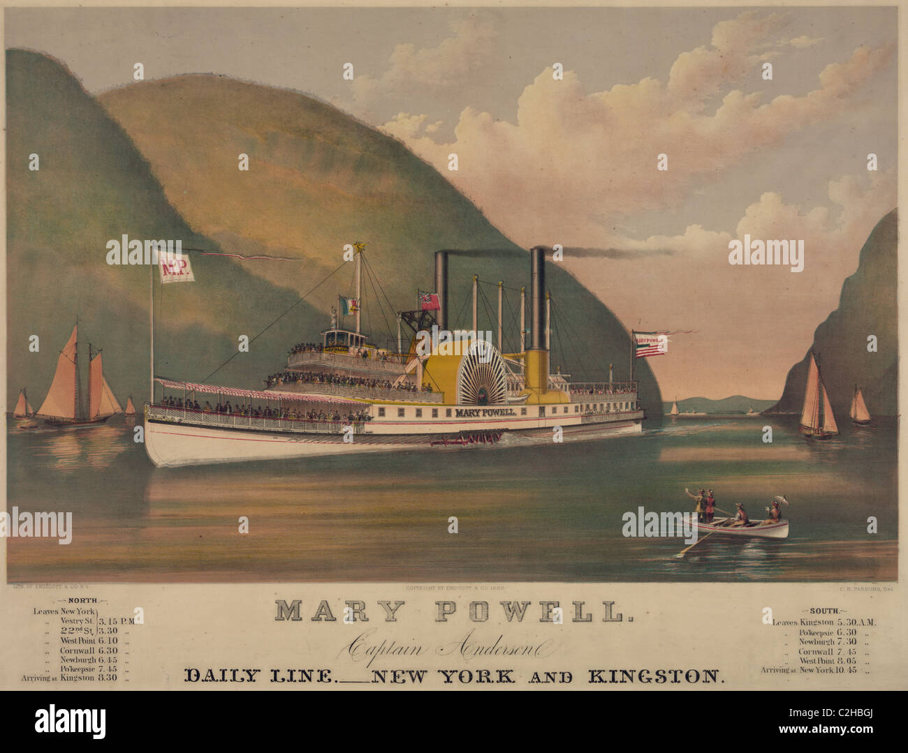 Paddle Wheeler Riverboat Mary Powell along the Hudson Stock Photo - Alamy