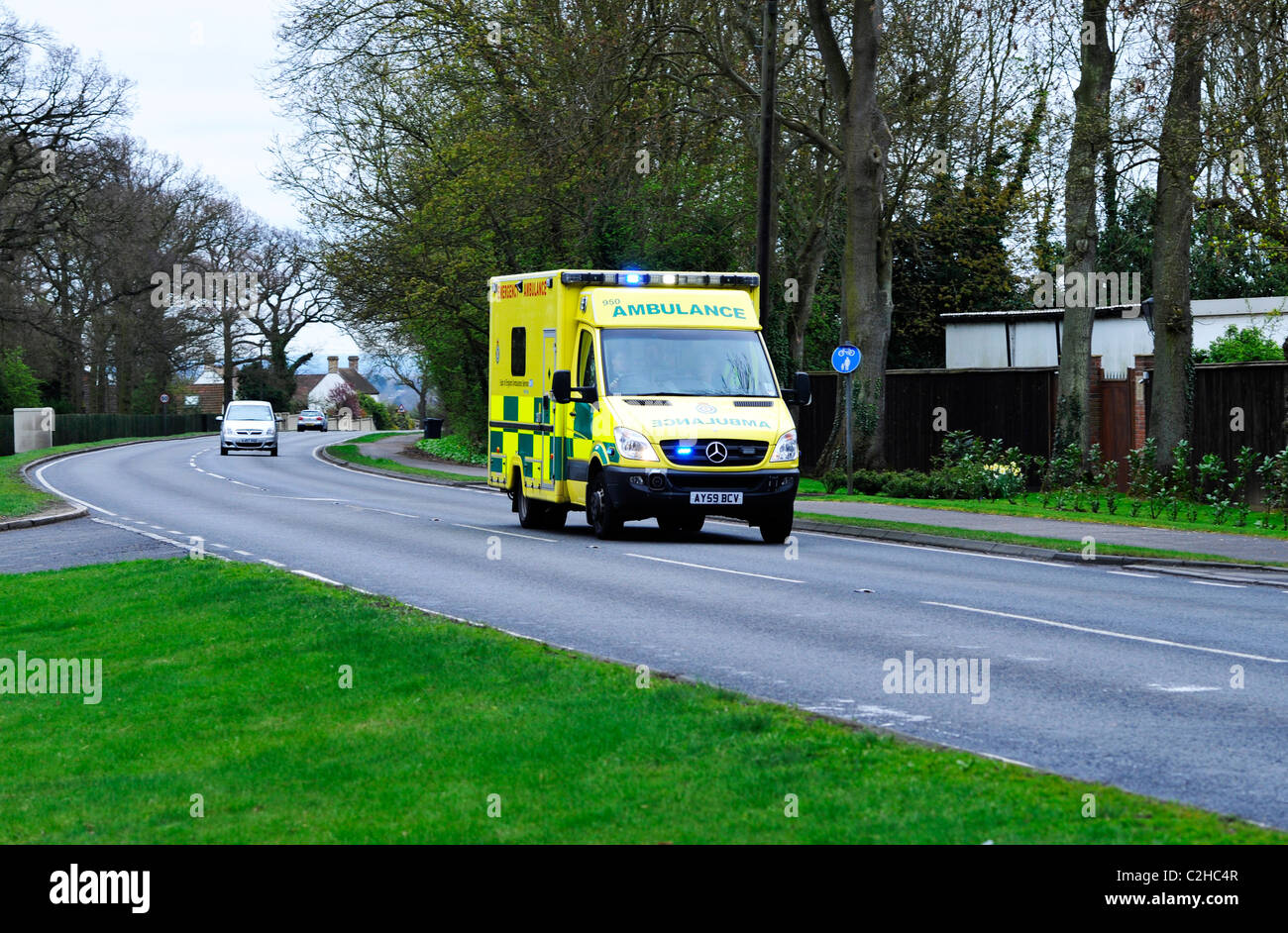 Ambulance answering an emergency near Cambridge, England Stock Photo ...