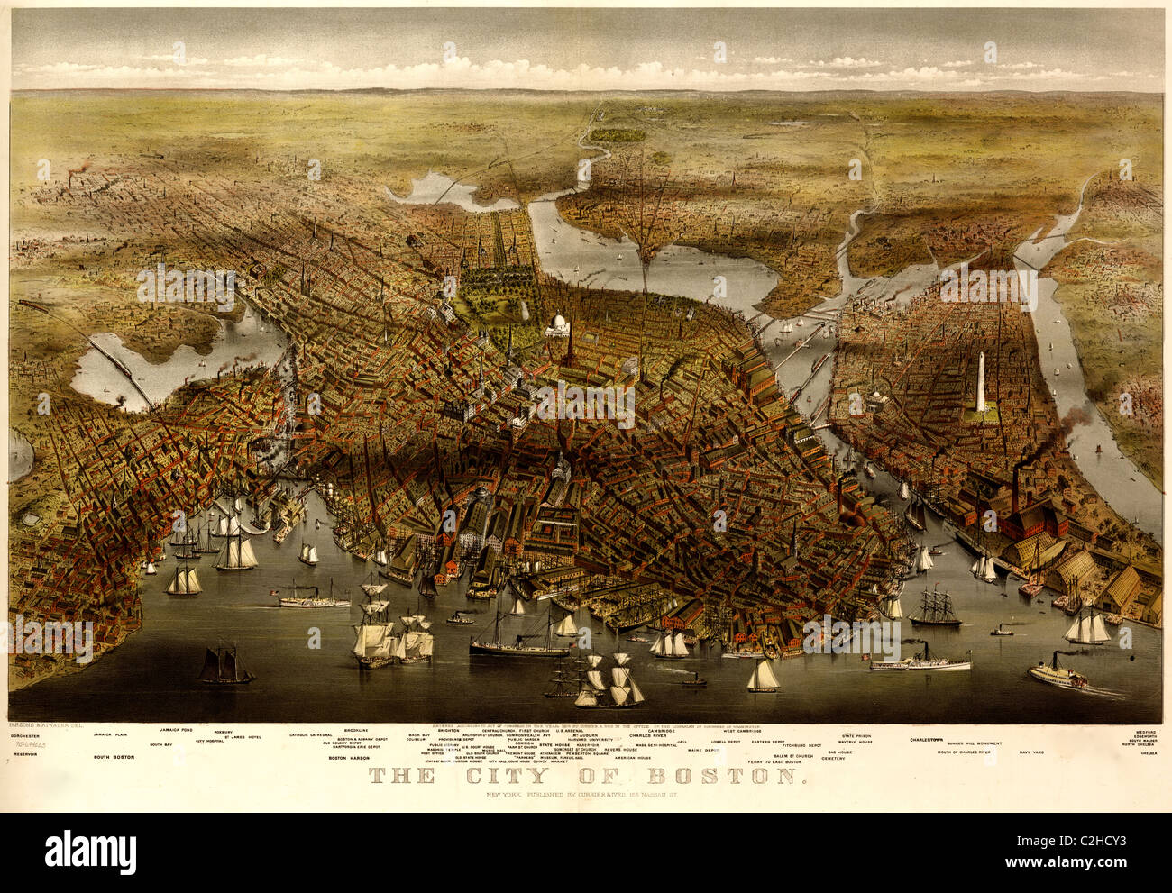 Boston Harbor & Environs 1873 Stock Photo - Alamy