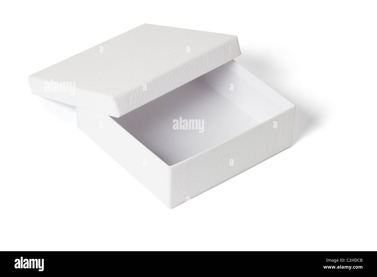 Elevated view of an open empty gift box on white background Stock Photo ...