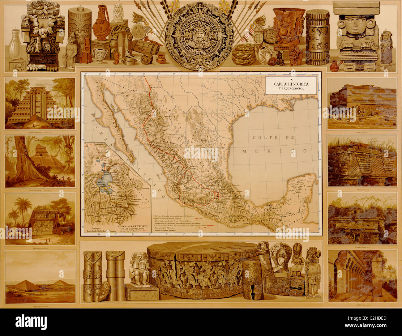 Archaeological Map of Mexico Stock Photo - Alamy