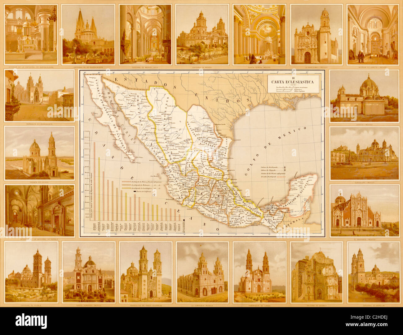Ecclesiastical Map of Mexico Stock Photo - Alamy