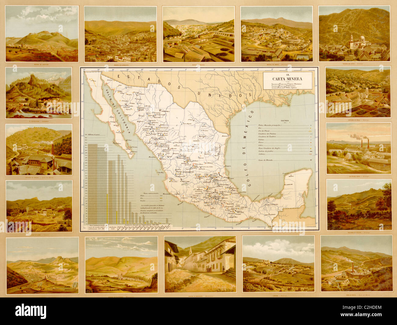 Minerological Map of Mexico Stock Photo - Alamy