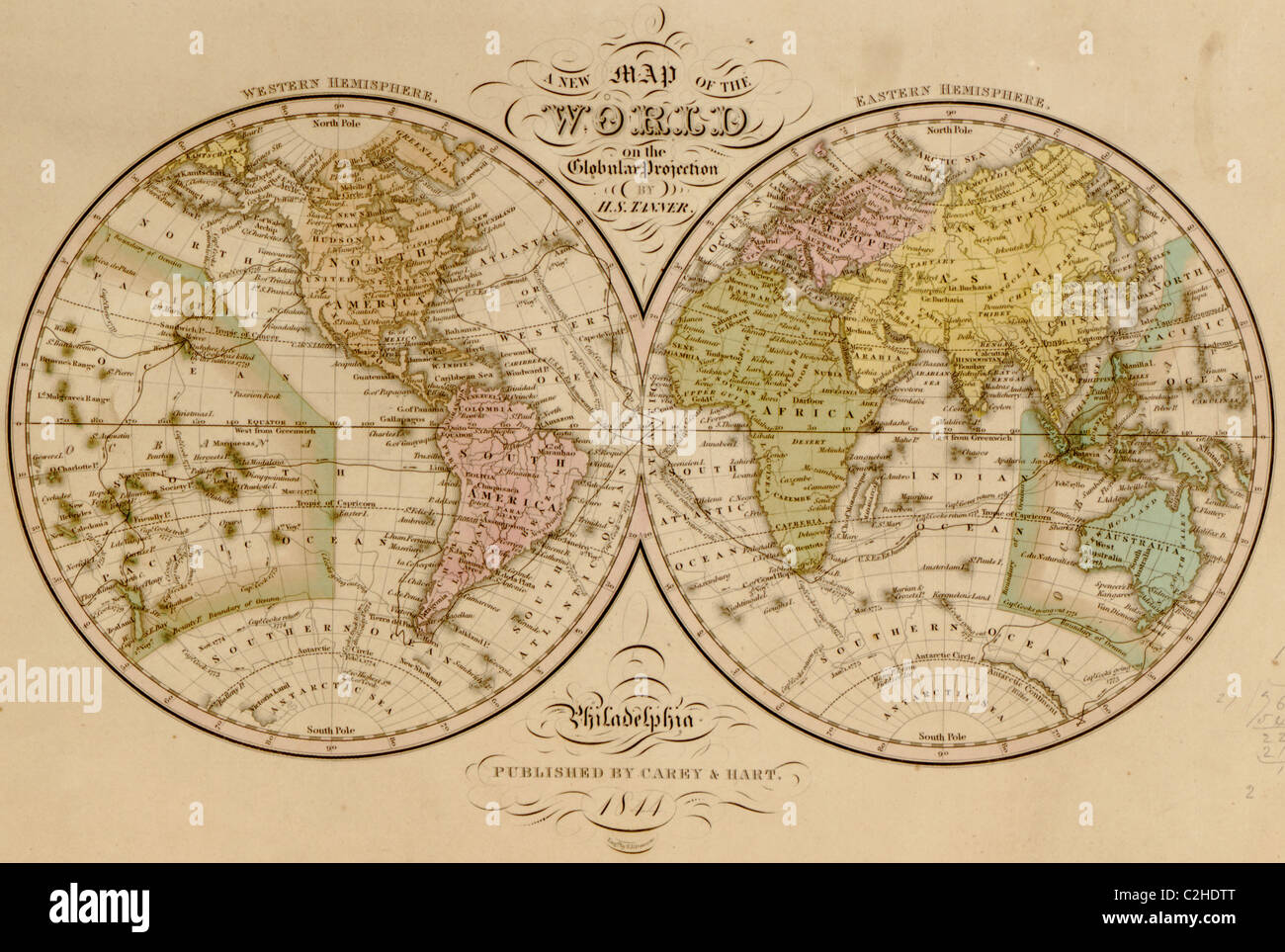 World Map -1844 Stock Photo - Alamy