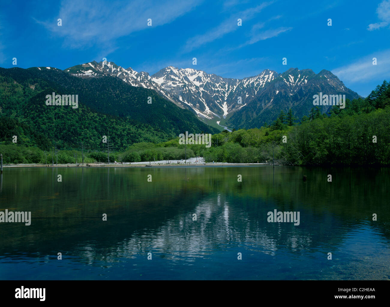 Mount Hotaka and Lake Taisho, Kamikochi, Matsumoto, Nagano, Japan Stock ...