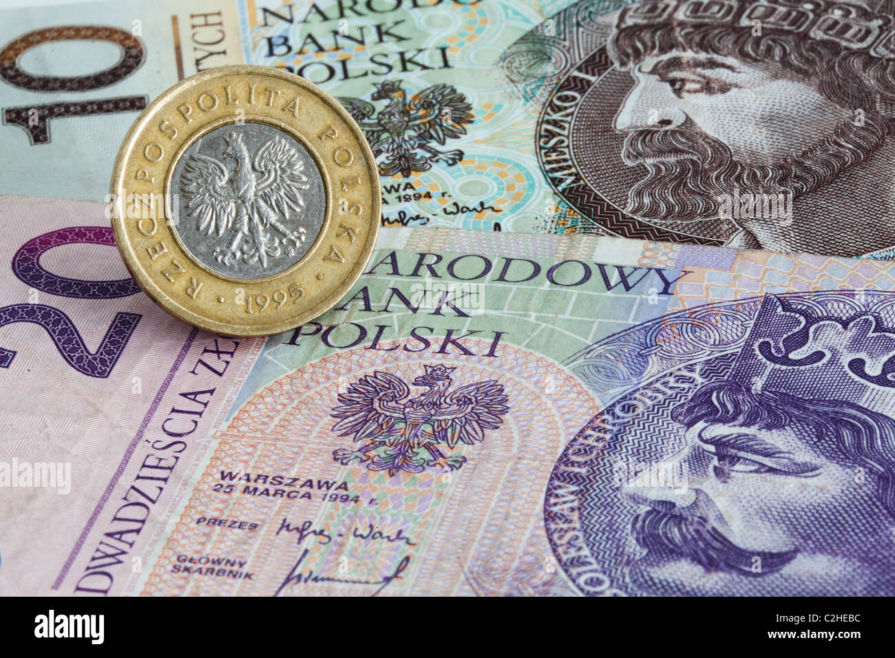 Old Polish zloty banknotes and coin Stock Photo - Alamy