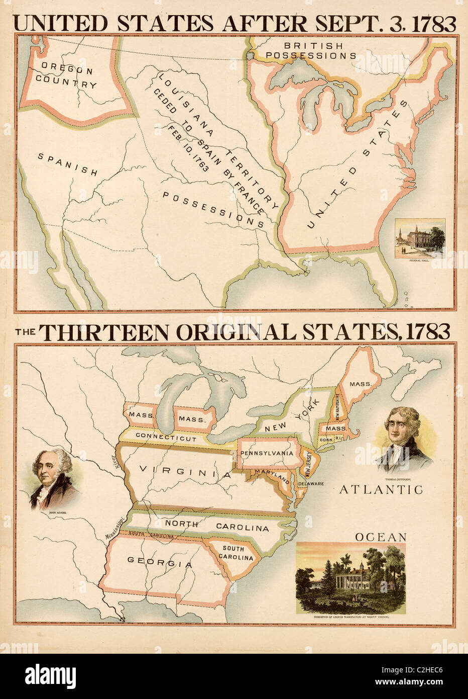 The original Colonies 1783 Stock Photo - Alamy