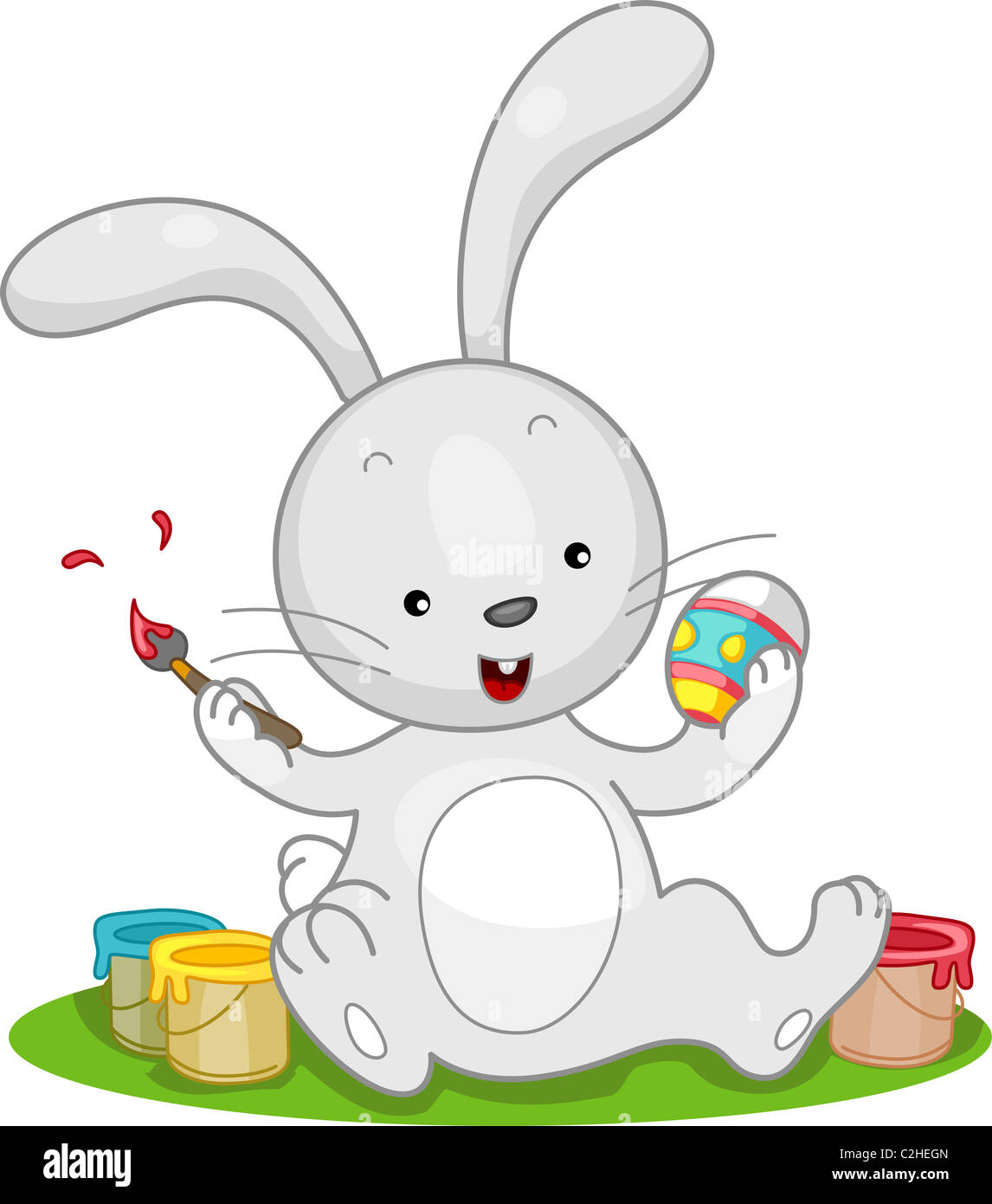 Illustration of an Easter Bunny Making an Easter Egg Stock Photo - Alamy