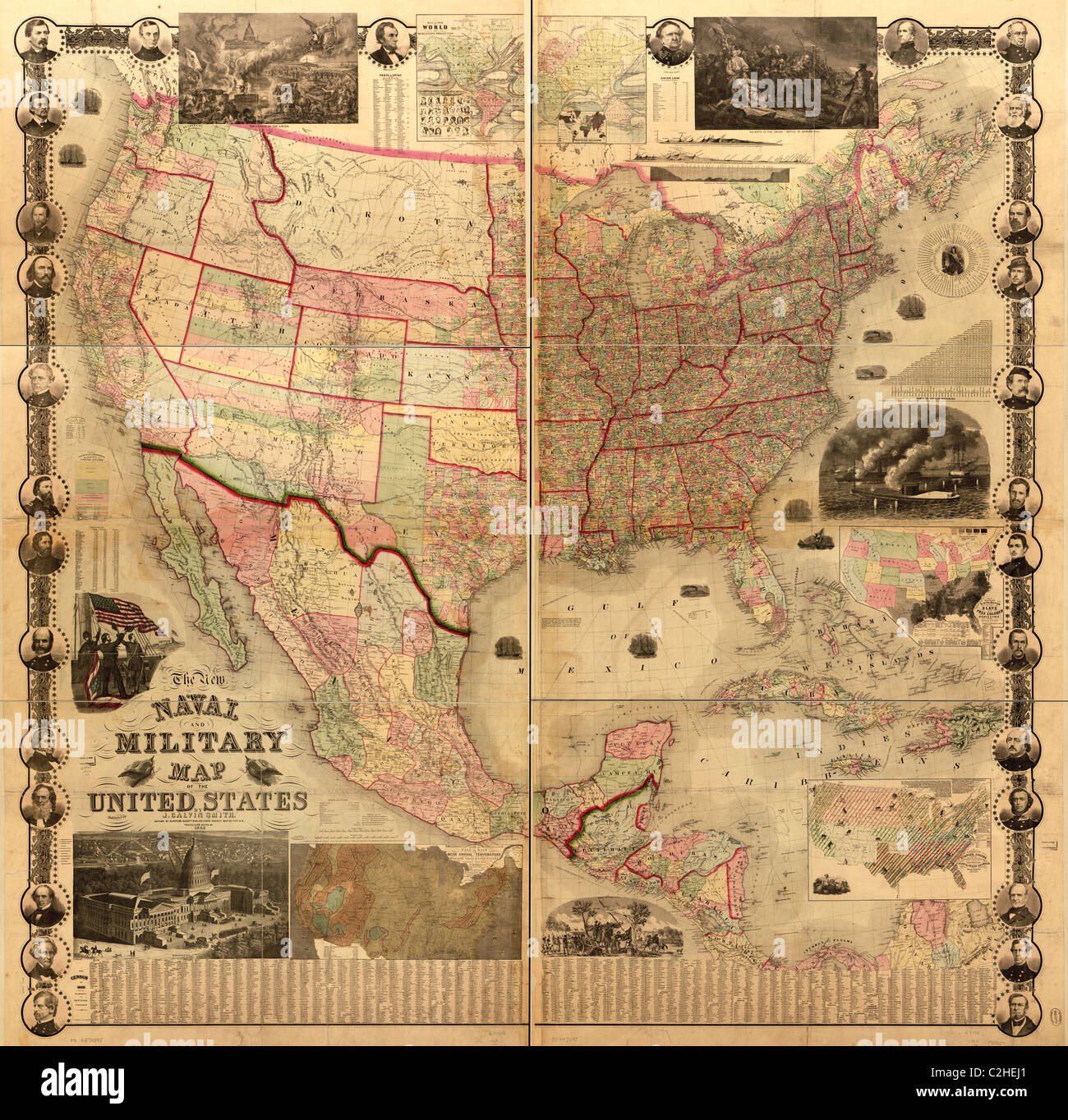 Naval Military Map of the United States - 1862 Stock Photo - Alamy