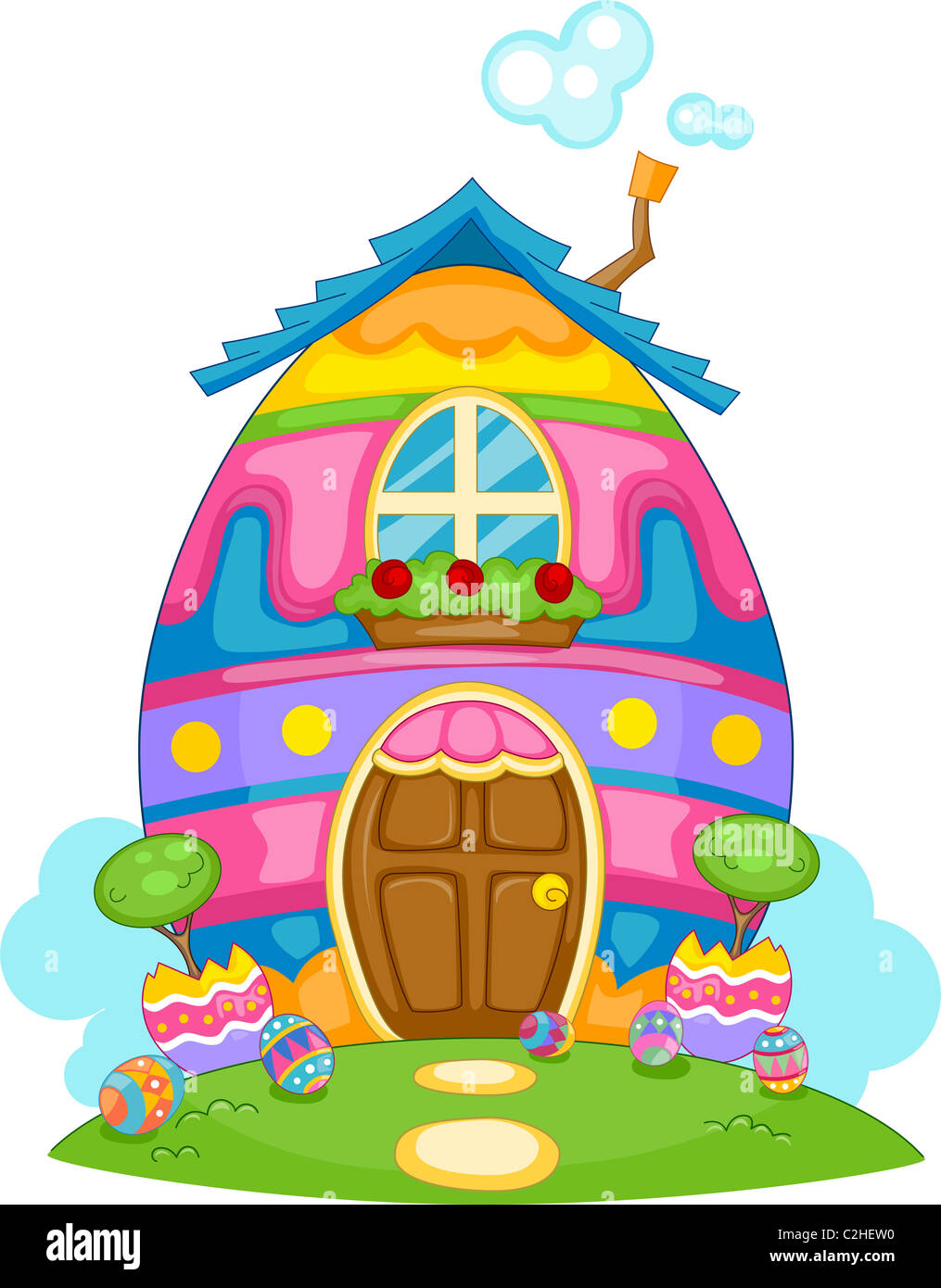 Illustration of an Easter Egg Themed House Stock Photo - Alamy