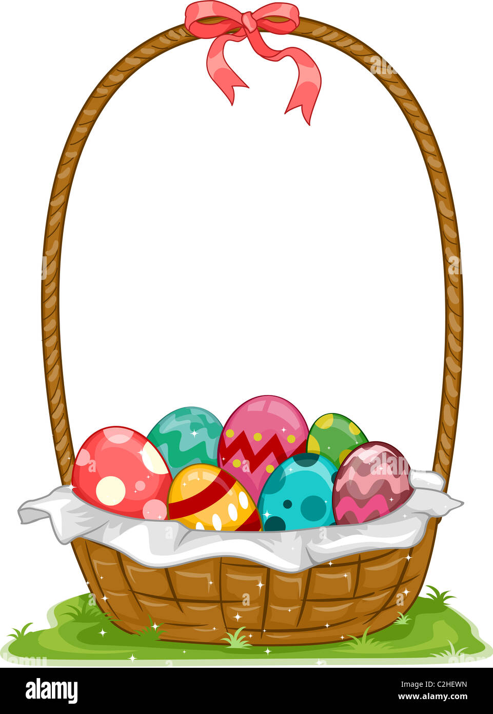 Illustration of an Easter Basket Filled with Easter Eggs Stock Photo ...