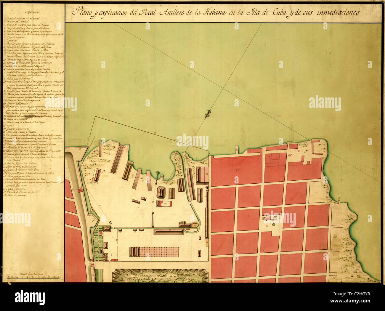 Havana, Cuba City Plan - 1700's Stock Photo - Alamy