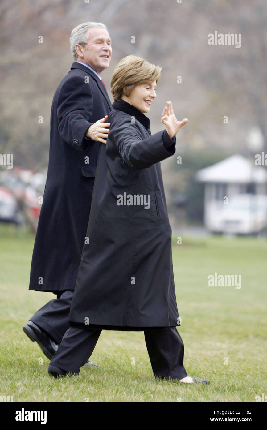 President George W Bush and Laura Bush The First Family depart from the ...
