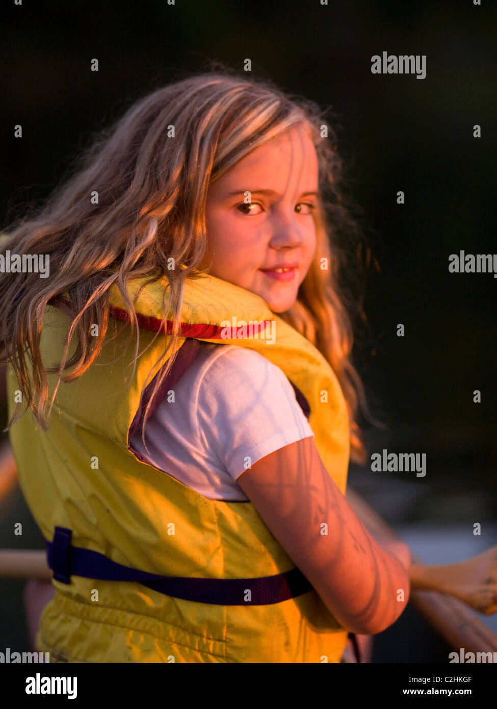 Girl In Personal Floatation Device Stock Photo - Alamy